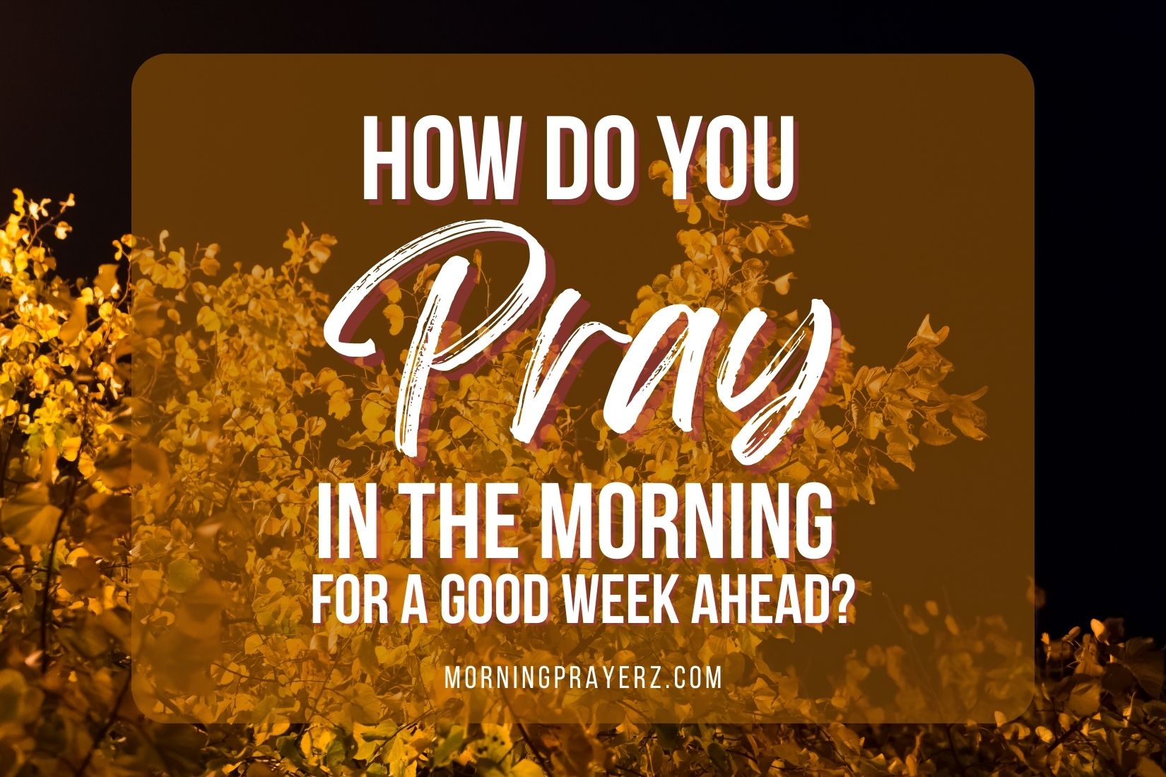 How Do You Pray In The Morning For A Good Week Ahead?
