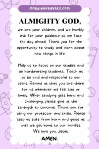 Morning Prayer For Elementary Students