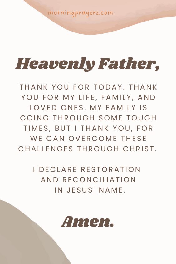 Morning Prayer For Family Reconciliation