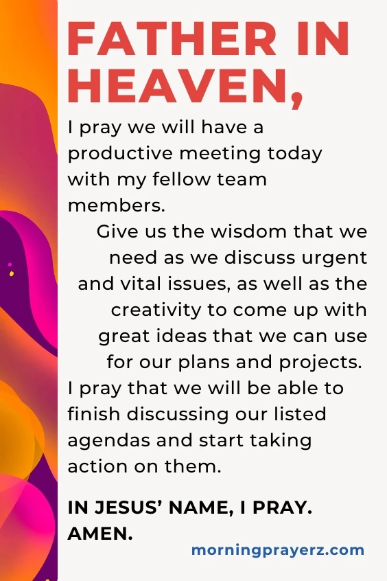 Morning Prayer For Entrepreneur’s Meeting