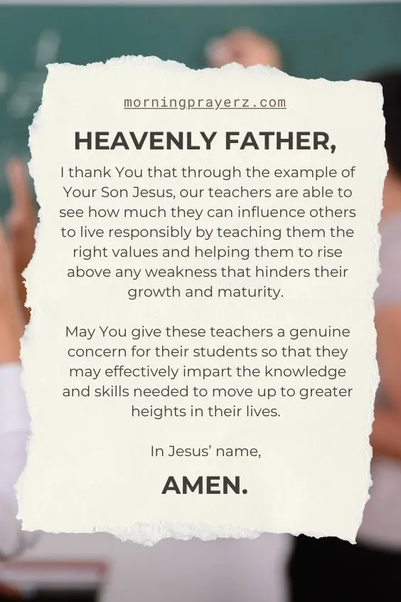 Morning Prayer for School Teachers